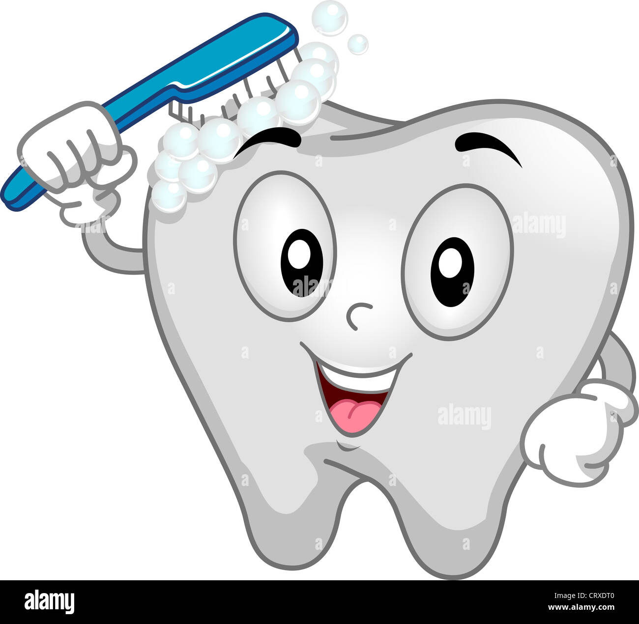 Mascot Illustration Featuring a Tooth Brushing Itself Stock Photo - Alamy