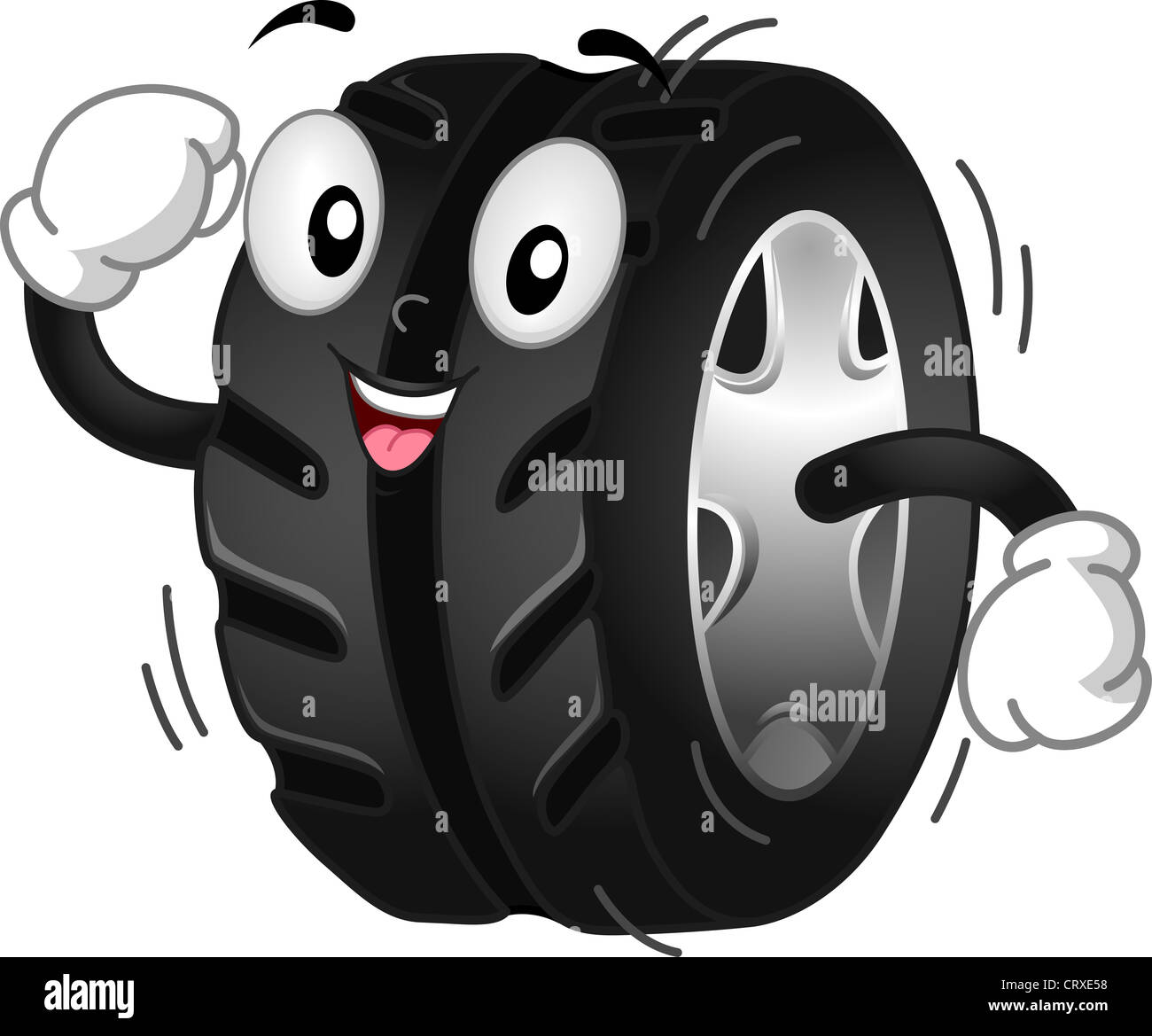 Mascot Illustration Featuring a Running/Rolling Tire Stock Photo - Alamy
