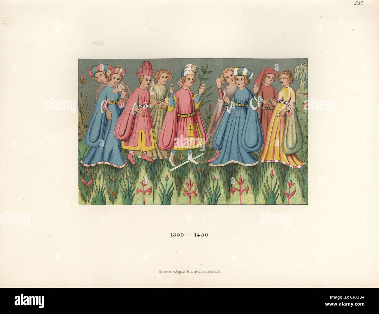 Carpet from the early 15th century depicting men and women dancing in a ...