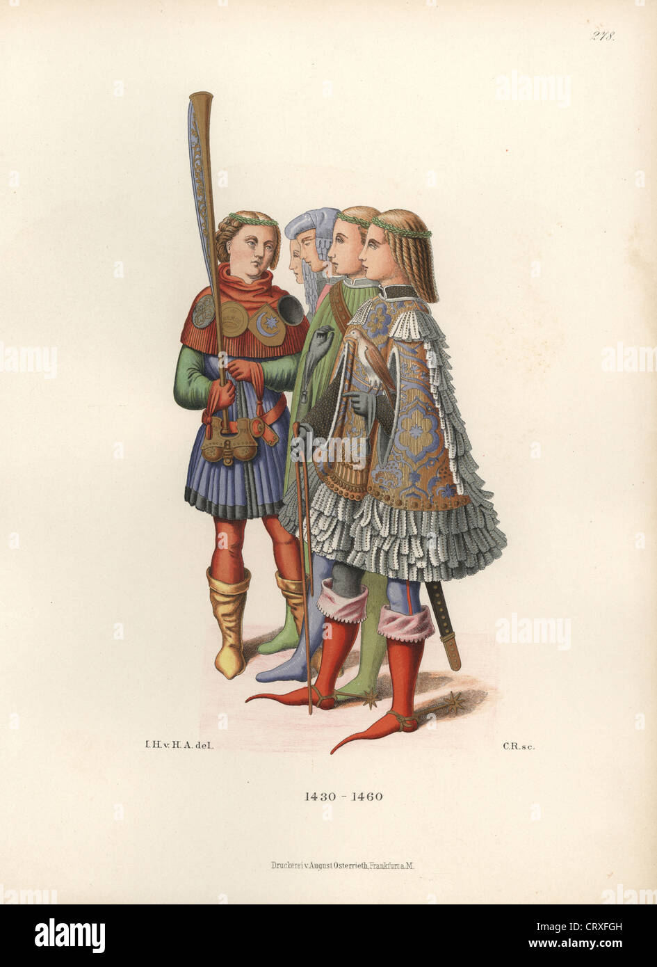 Italian men's fashions from the mid 15th century from paintings in a ...