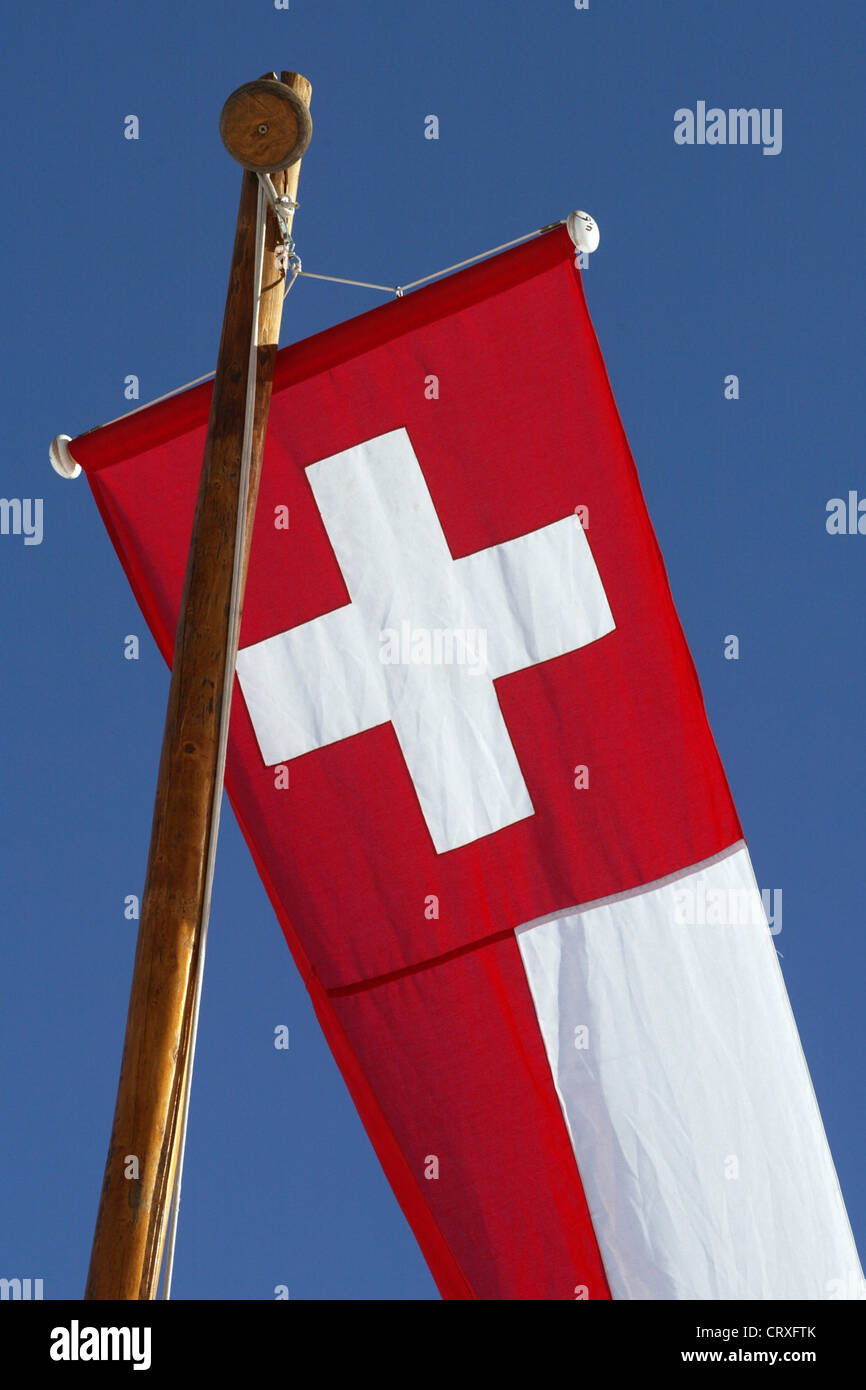 The Swiss flag Stock Photo - Alamy