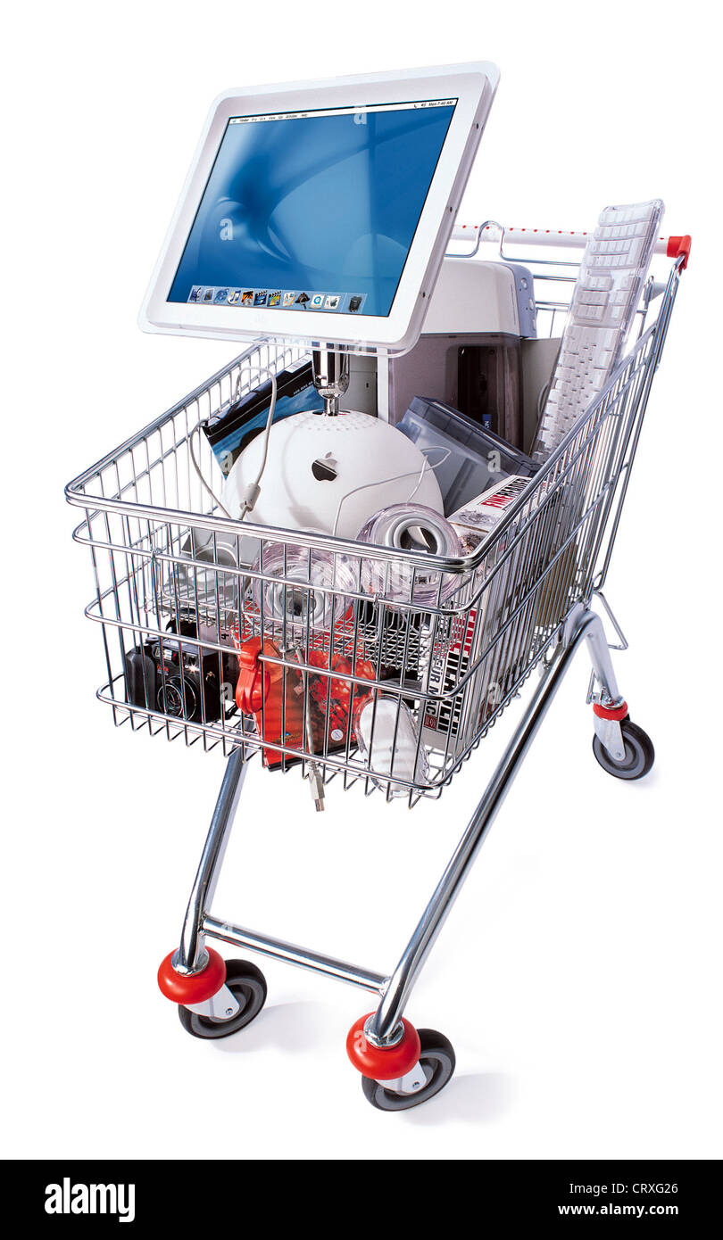 Cart with computer parts and appliances Stock Photo - Alamy
