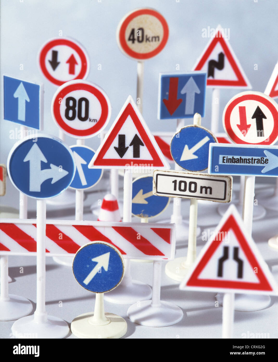 a maze of road signs made of plastic Stock Photo - Alamy