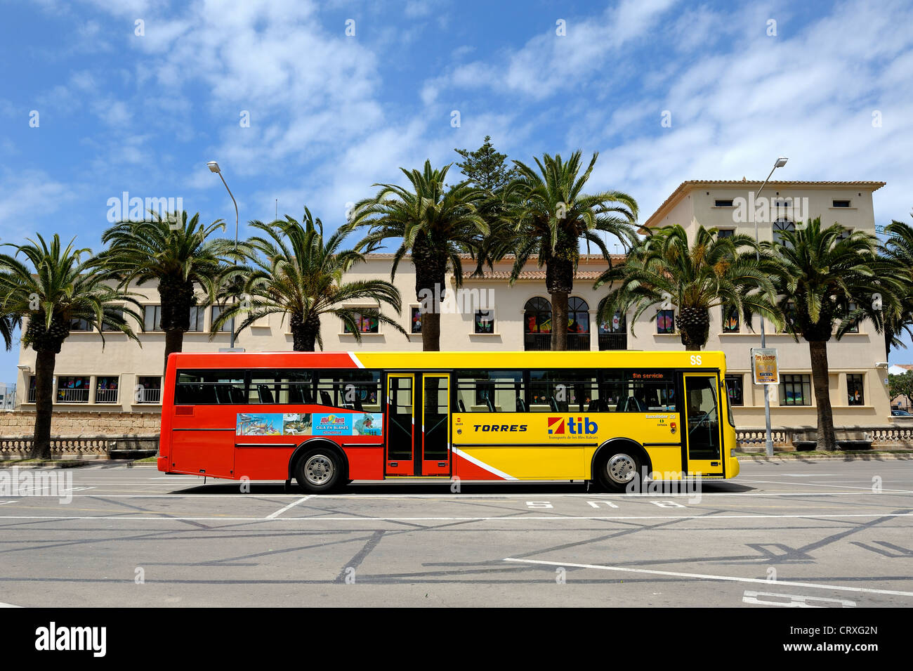 TIB buses in the balearic islands of menorca spain Stock Photo - Alamy
