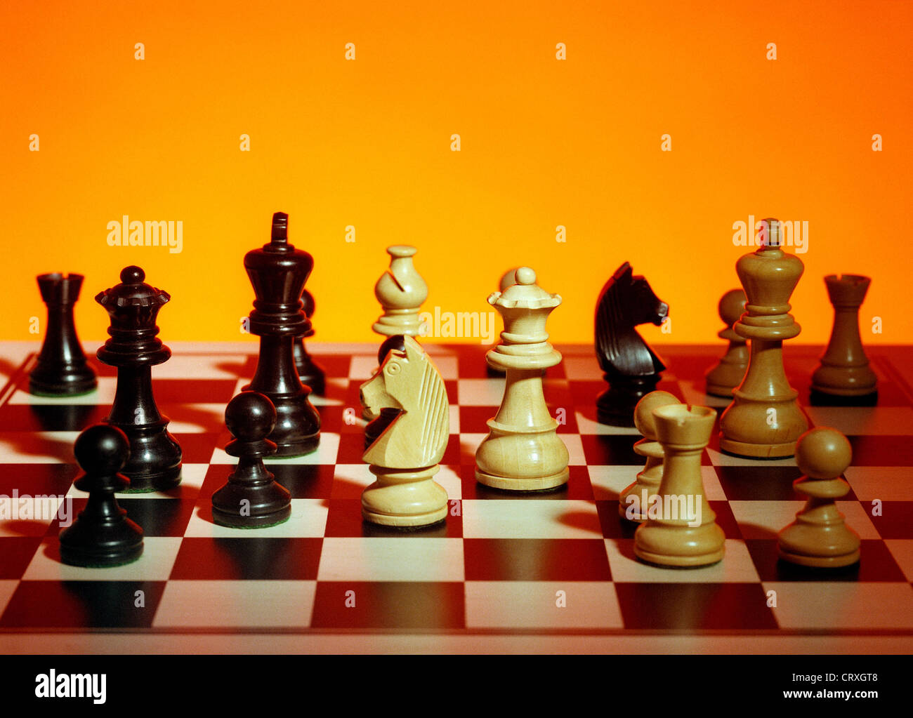 Chess pieces on a game board Stock Photo - Alamy
