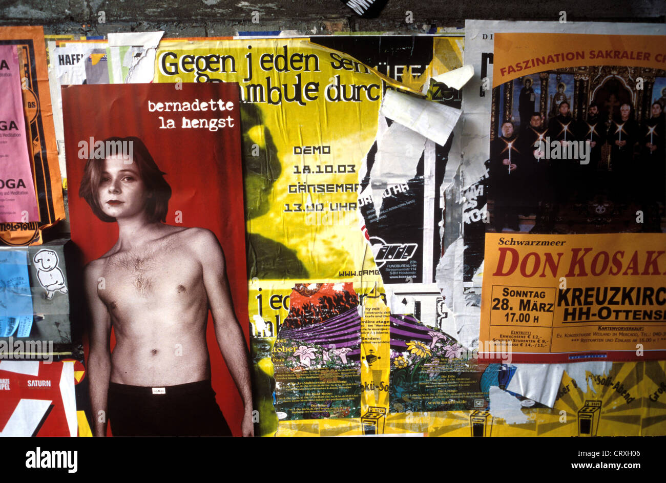 Advertising posters on a wall in Hamburg Stock Photo - Alamy