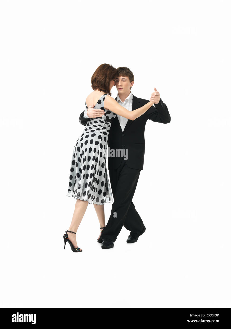 young couple dancing argentinian tango, on white background Stock Photo ...