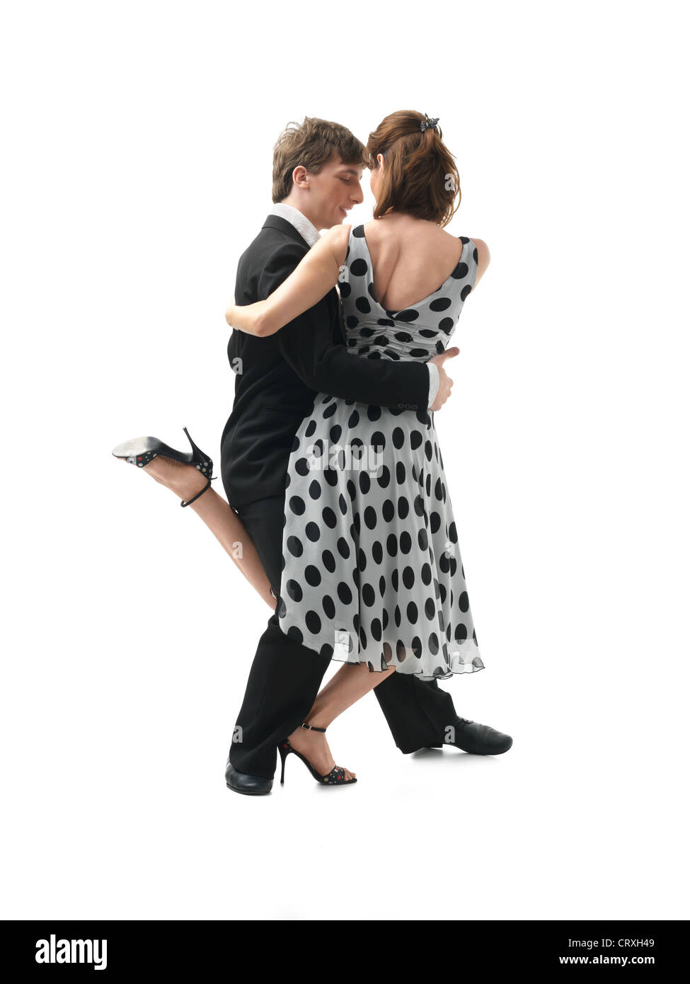 young couple dancing argentinian tango, on white background Stock Photo - Alamy