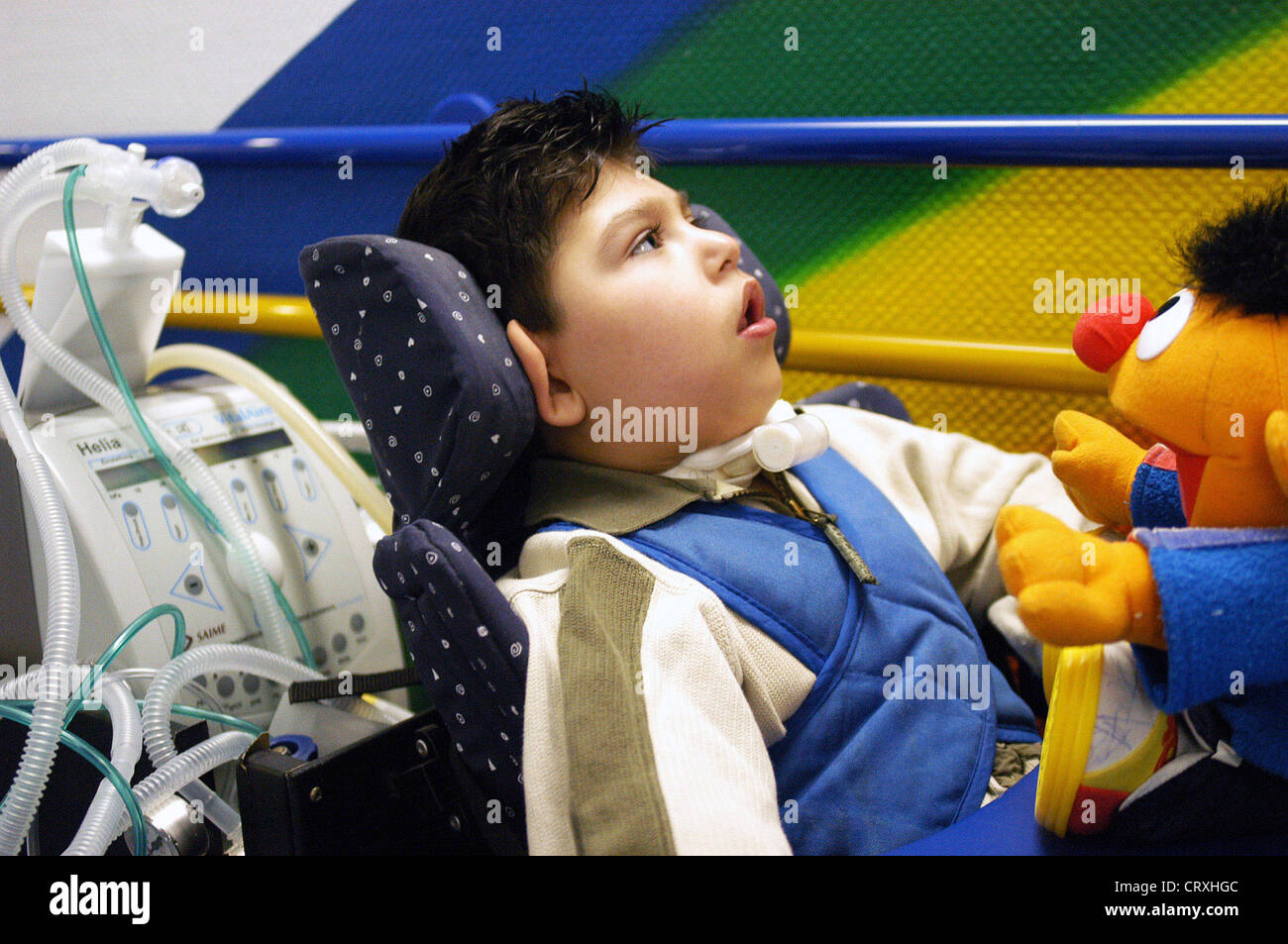 Beatmetes Child With Early infantile Brain Damage Stock Photo Alamy