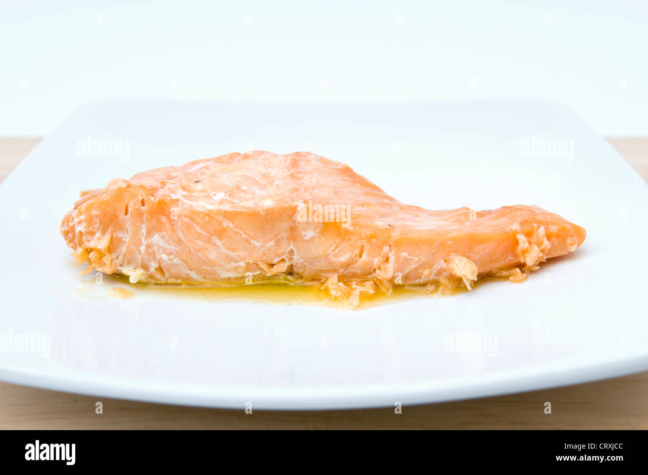 Cooked salmon with melted butter on white plate Stock Photo - Alamy