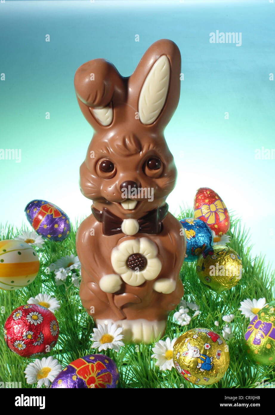 Easter bunny with Easter eggs Stock Photo - Alamy