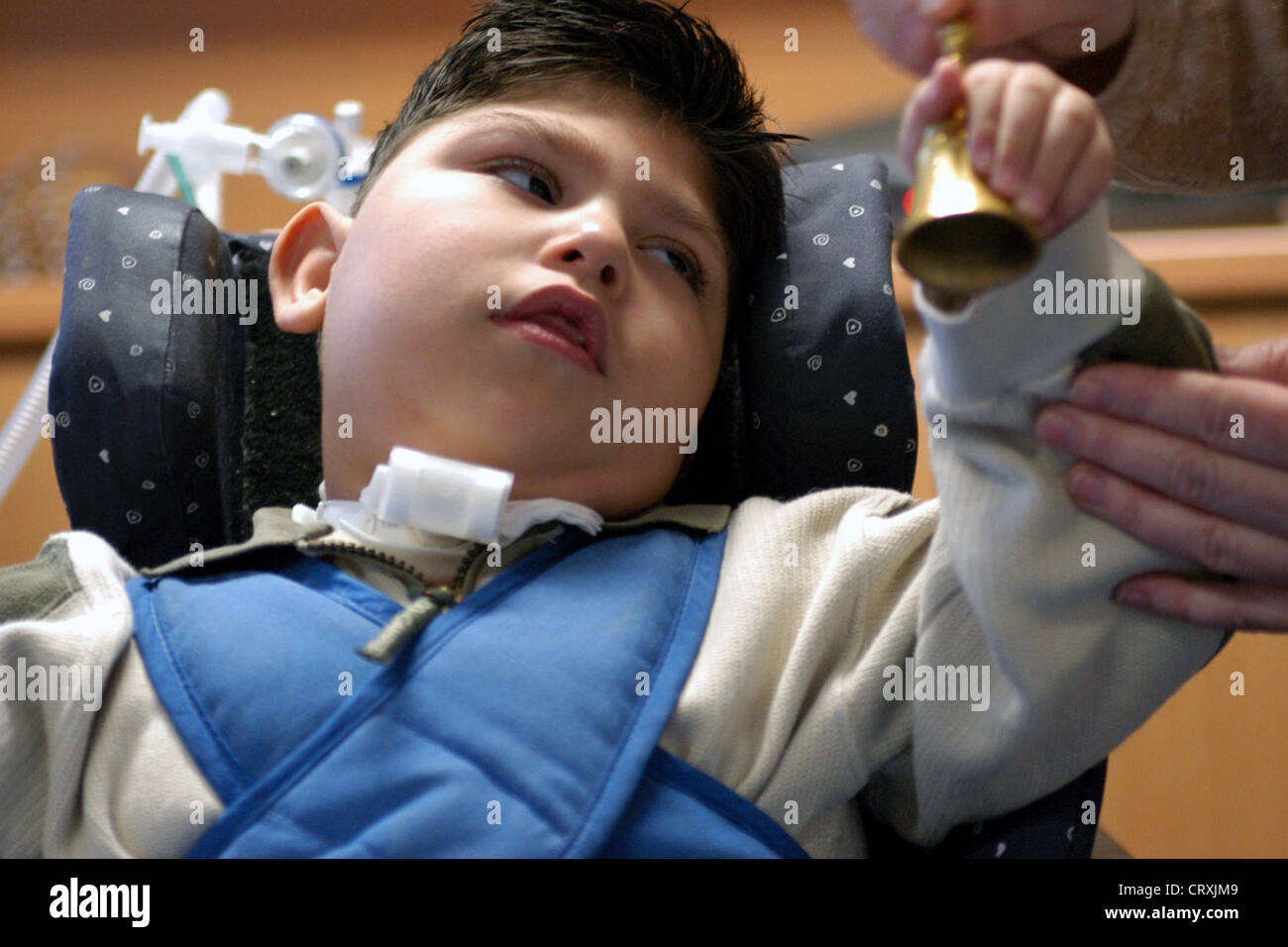 Beatmetes child with early-infantile brain damage Stock Photo - Alamy