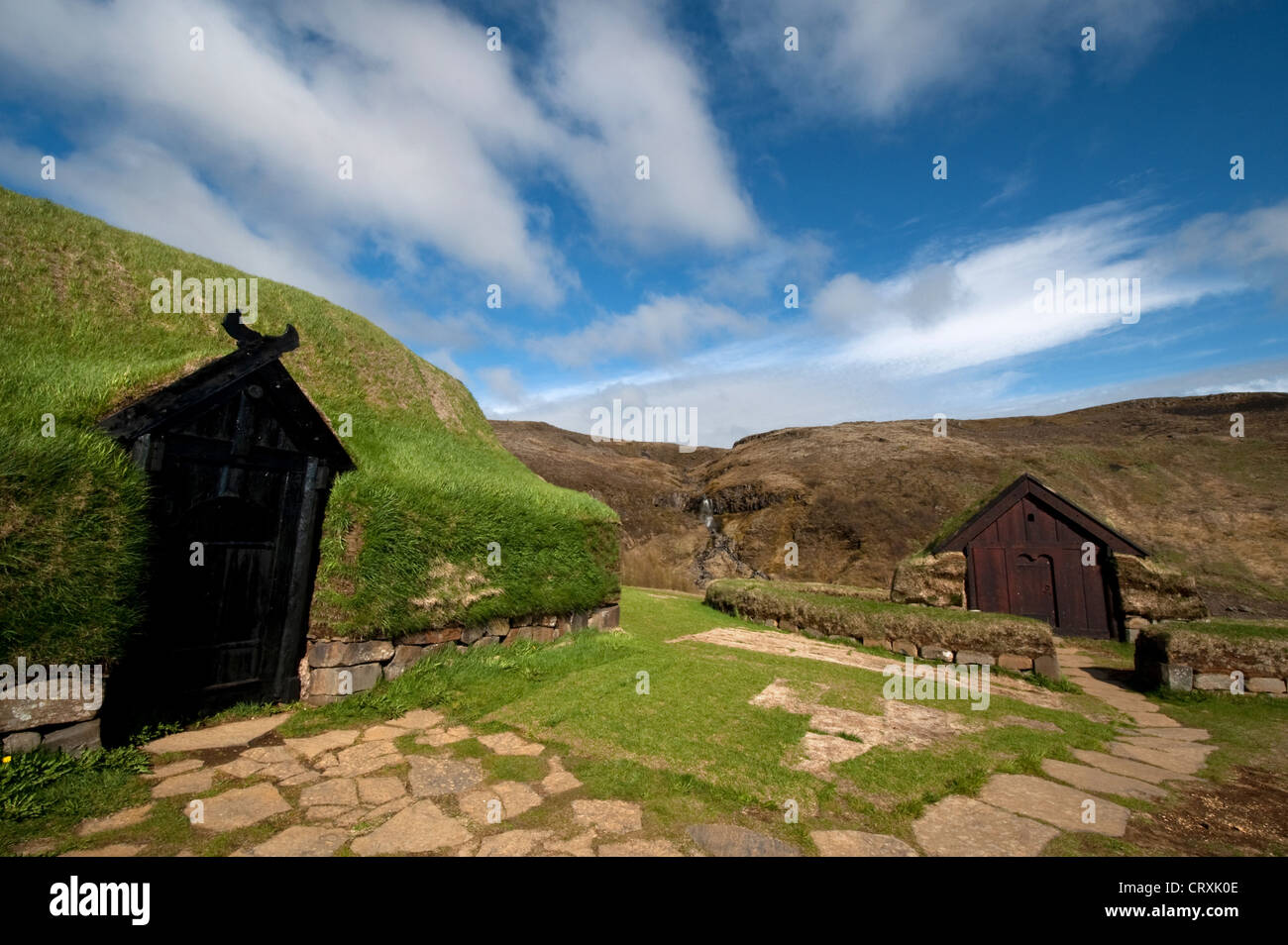 The reconstructed Viking longhouse at Stong Pjorsardalur south central ...