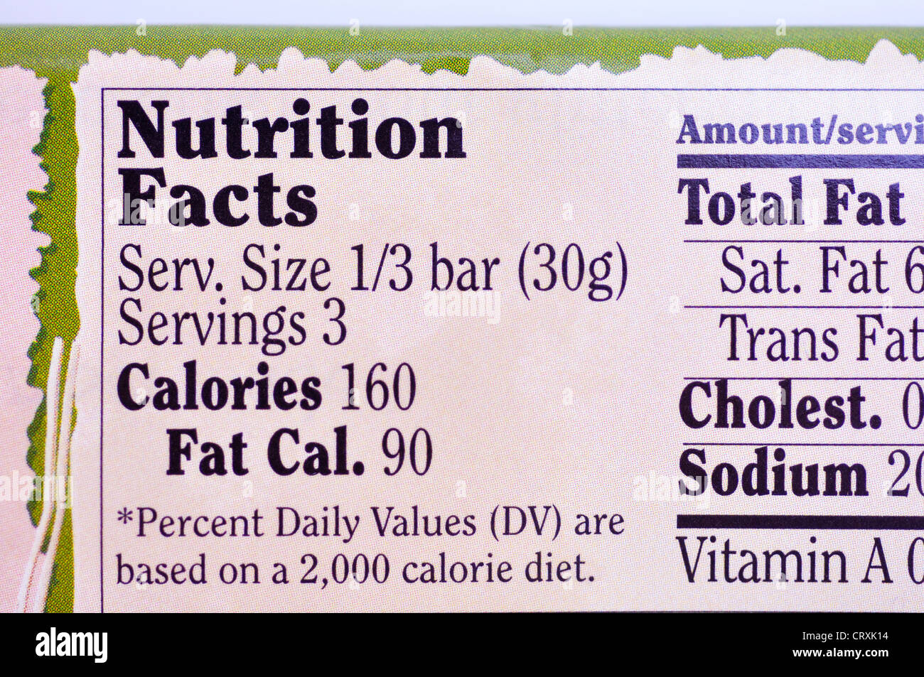 Nutrition information on food package Stock Photo - Alamy