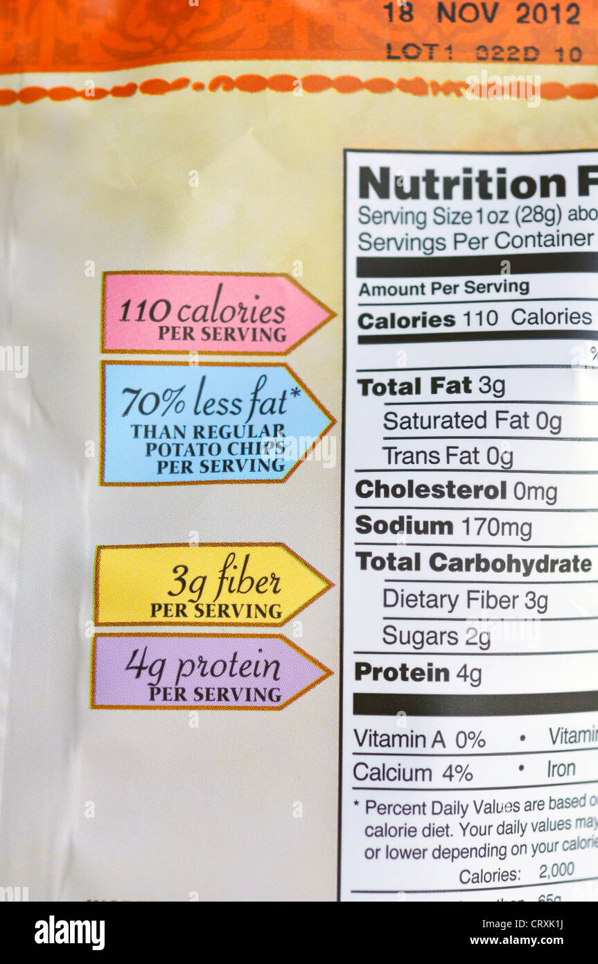 Nutrition information on food package Stock Photo - Alamy