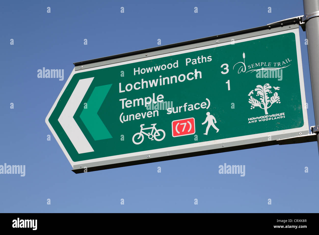 Cycling and walking direction and distance sign to Castle Semple Temple ...