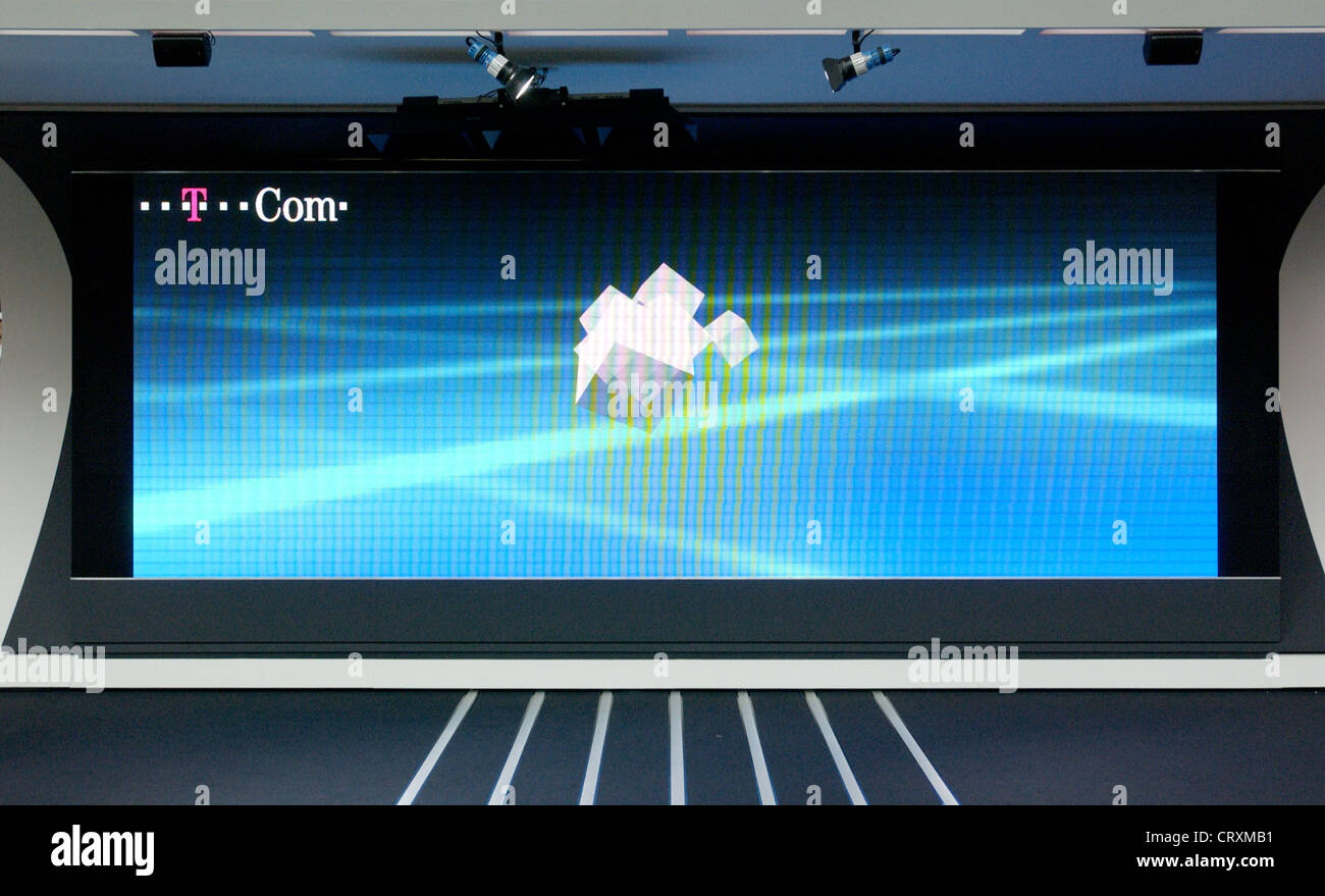 T-Com's video screen, Cebit Stock Photo - Alamy