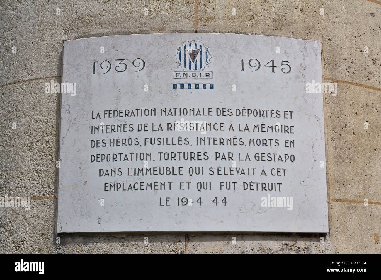 WW2 memorial plaque in Rouen, France Stock Photo - Alamy