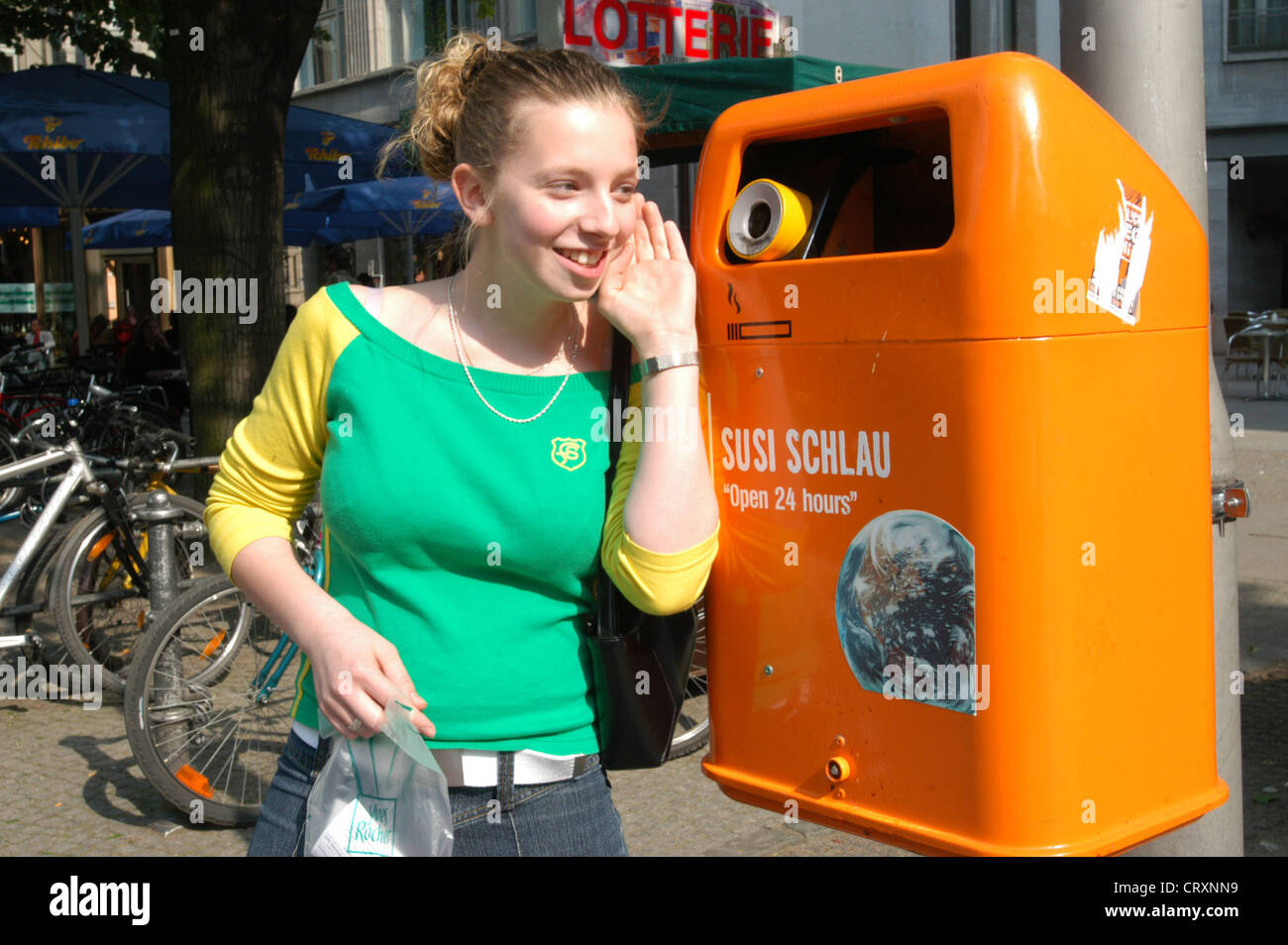 Talking trash can of the BSR, Berlin Stock Photo - Alamy