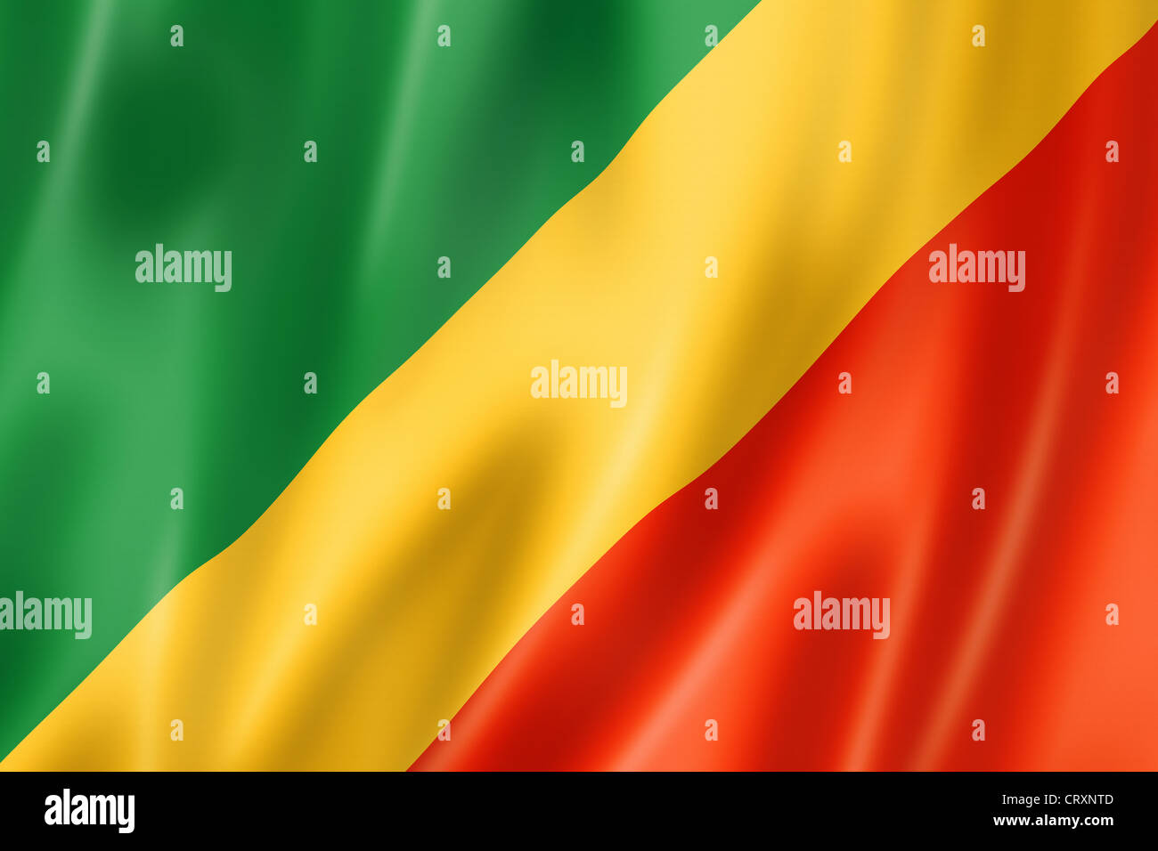 Republic of the Congo flag, three dimensional render, satin texture ...