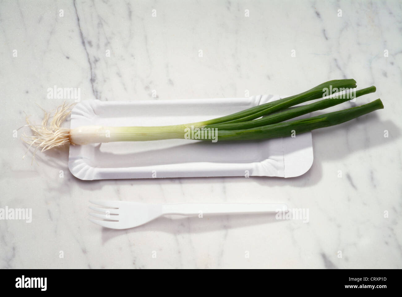 Leek on a paper plate Stock Photo - Alamy