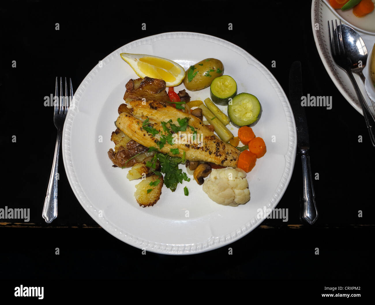 Sea Bass fillet meal studio Stock Photo - Alamy