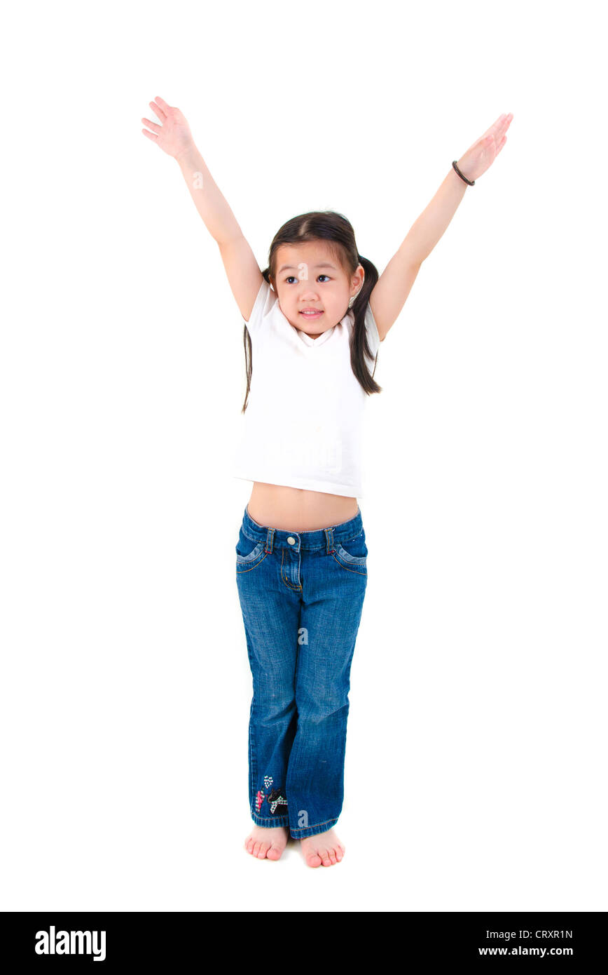 asian girl raising hands Stock Photo - Alamy