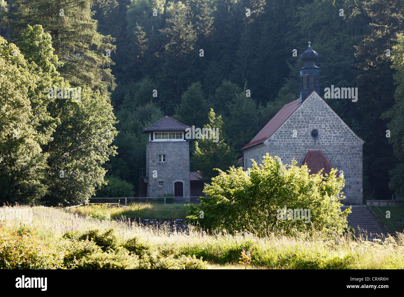 Germany, Bavaria, Flossenbuerg, View of concentration camp memorial ...