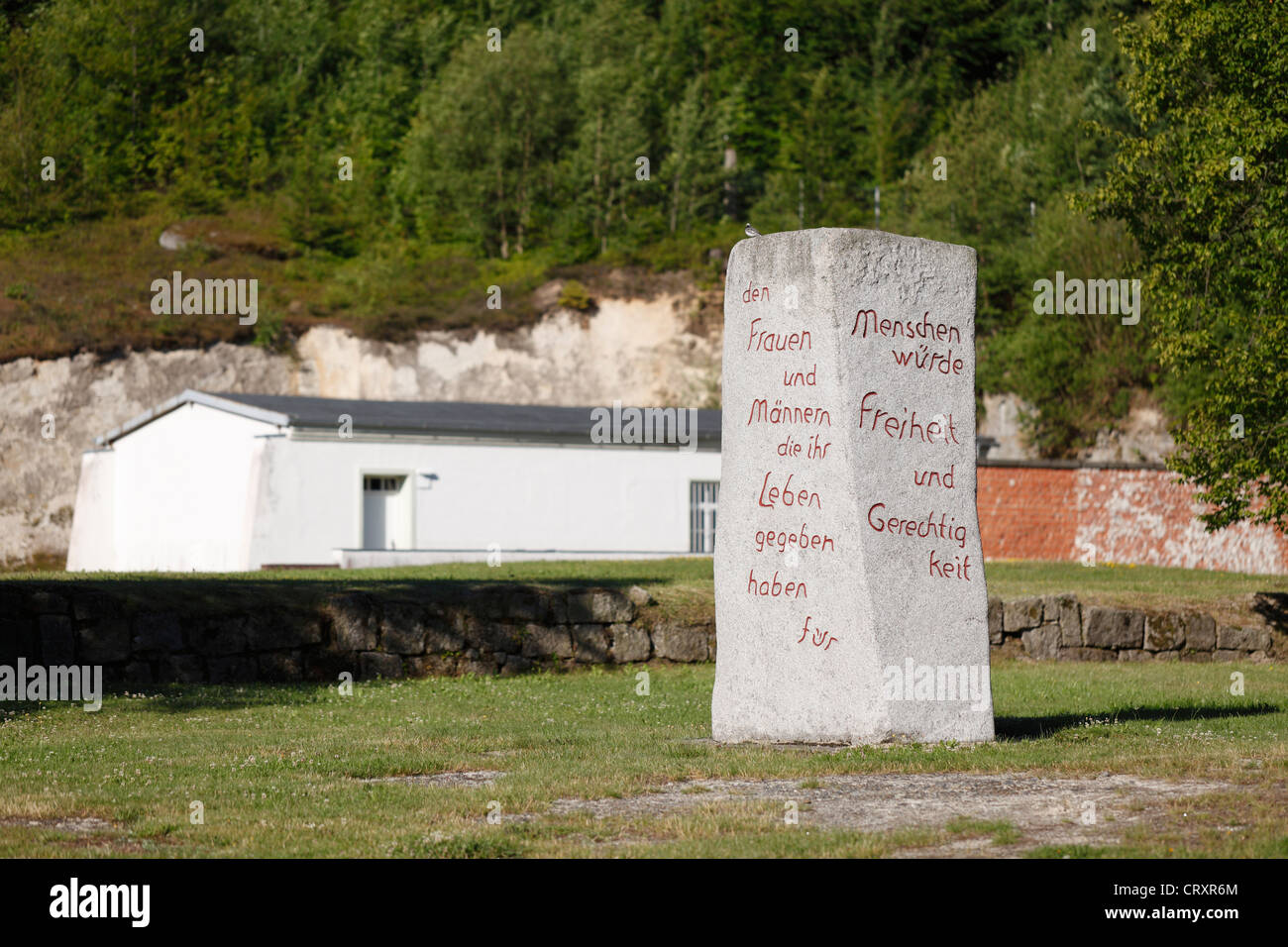 Germany, Bavaria, Flossenbuerg, View of concentration camp memorial ...