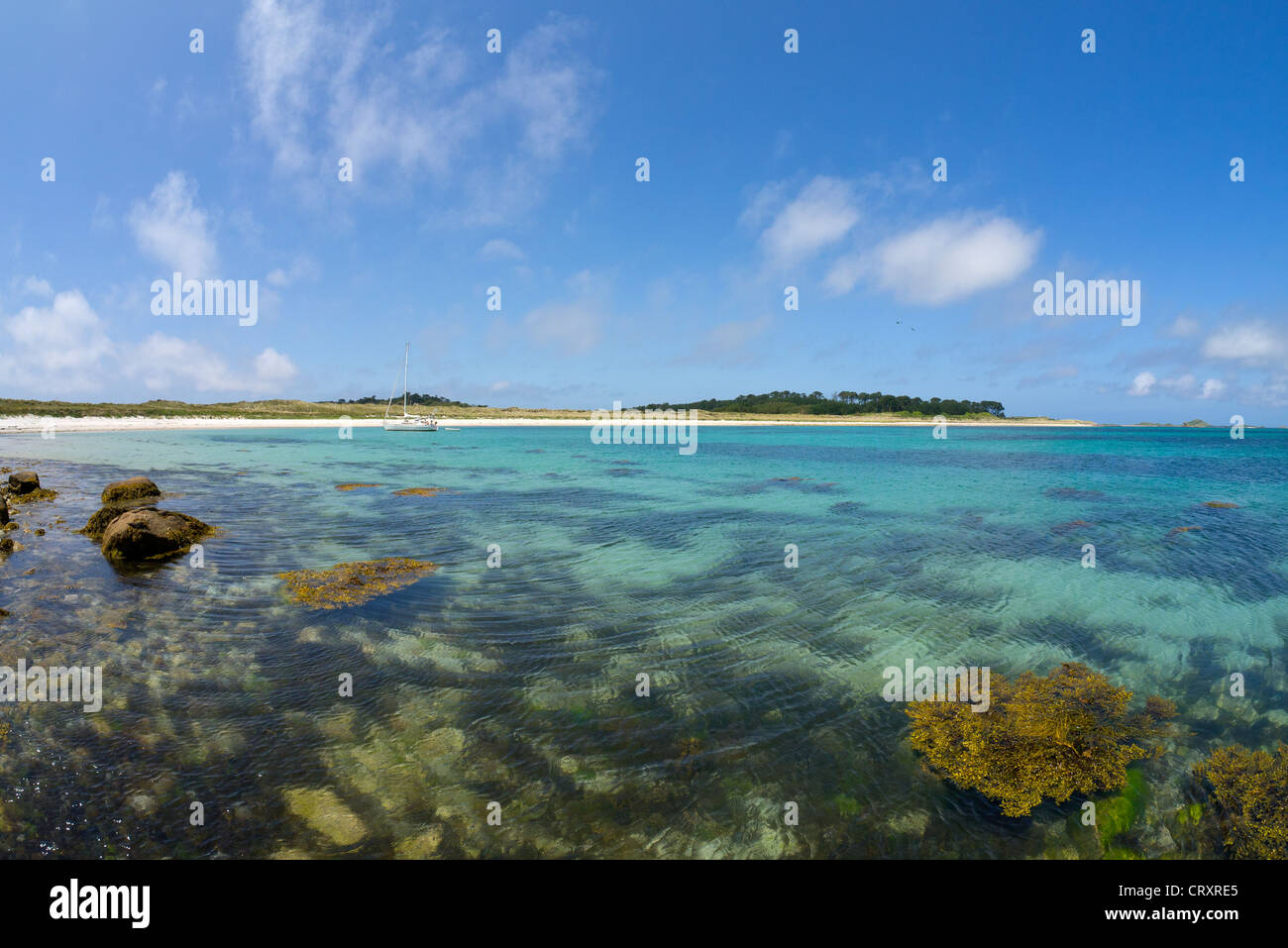 Pentle Bay shallow sea water, Tresco Isles of Scilly. Cornwall UK Stock ...