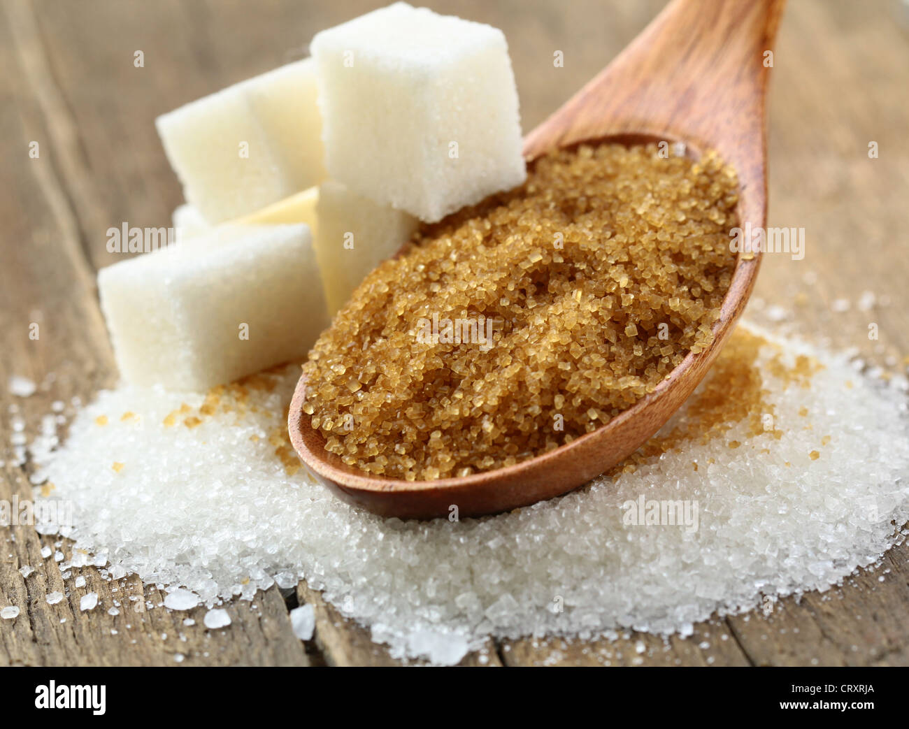different types of sugar - brown, white and refined sugar Stock Photo ...