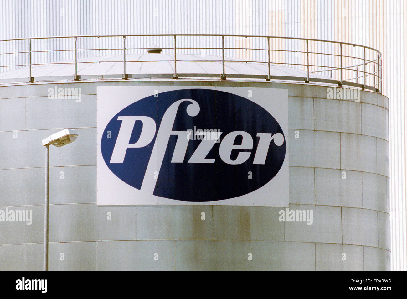 Logo of the pharmaceutical company Pfizer on a tank Stock Photo - Alamy