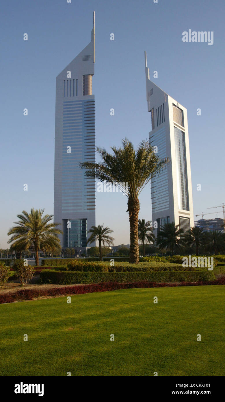 The Emirates Towers on Sheikh Zayed Road, Dubai Stock Photo - Alamy