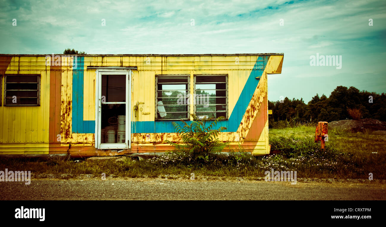 An abandoned, colorful yellow trailer near Rostraver, Pennsylvania ...
