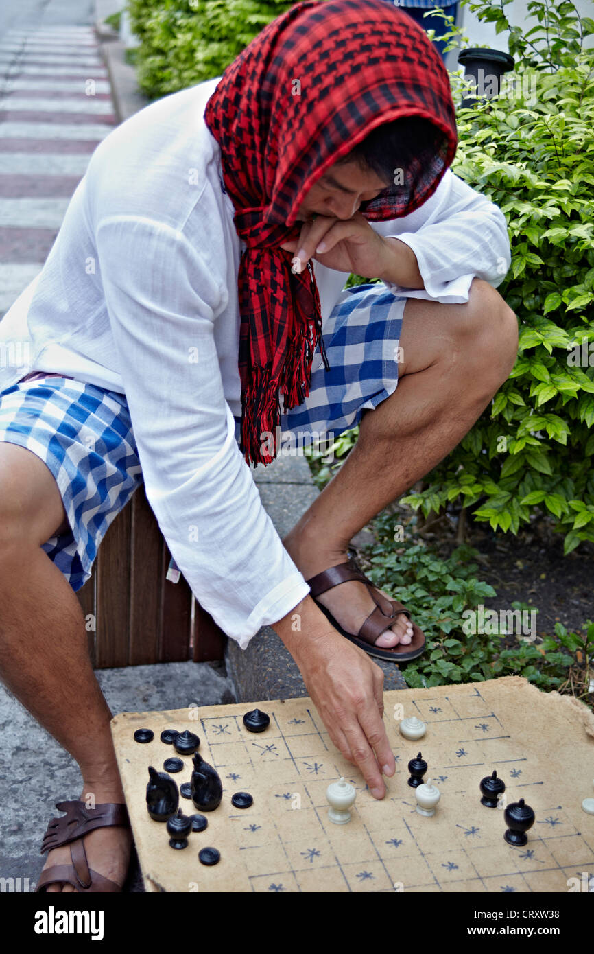 Thailand chess player with board game Makruk Stock Photo - Alamy