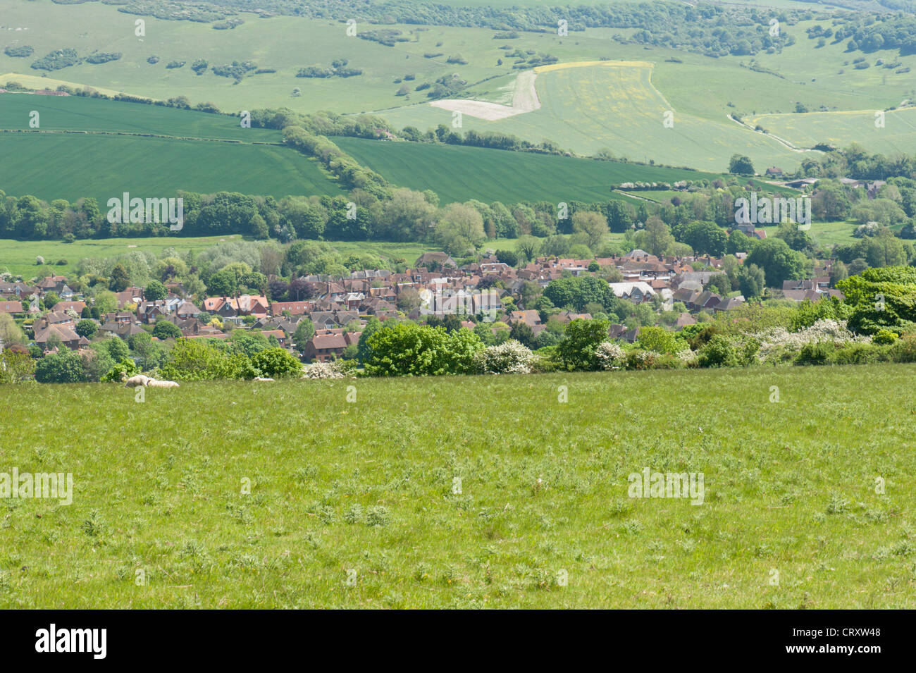 View of the village Alfriston, East Sussex, UK Stock Photo - Alamy