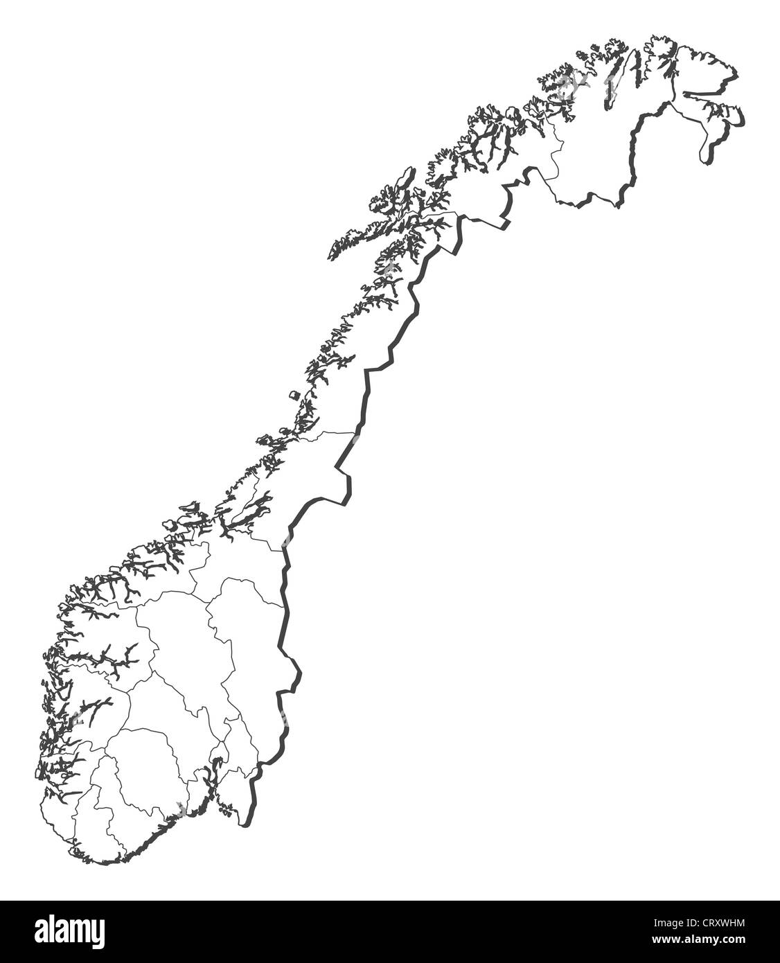 Political map of Norway with the several counties Stock Photo - Alamy