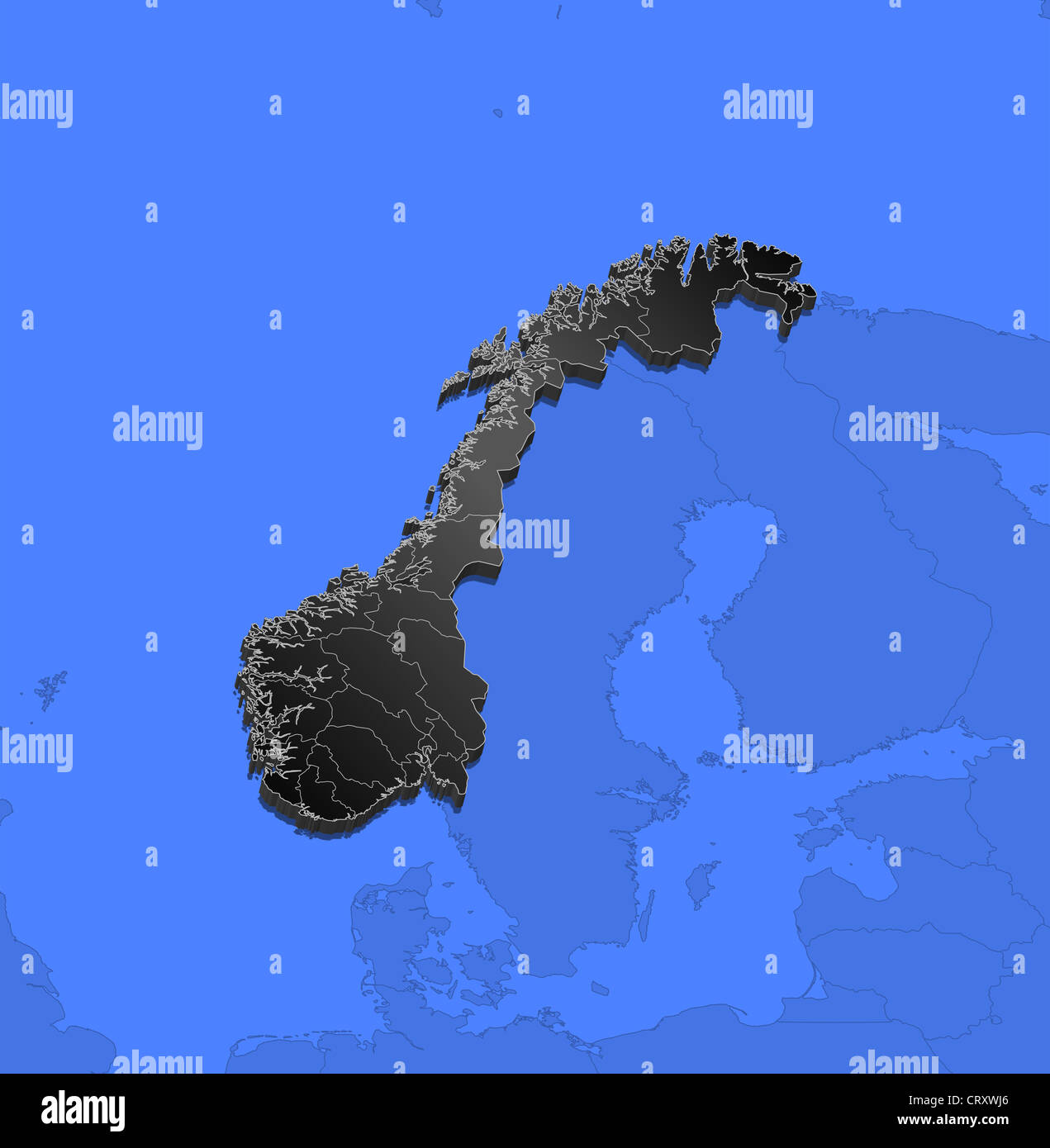 Political map of Norway with the several counties Stock Photo - Alamy