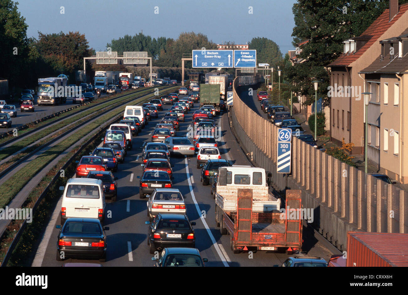 Food, rush hour traffic on the motorway A 40 Stock Photo - Alamy