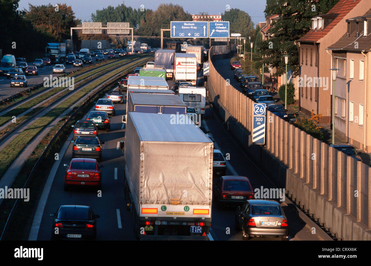 Food, rush hour traffic on the motorway A 40 Stock Photo - Alamy