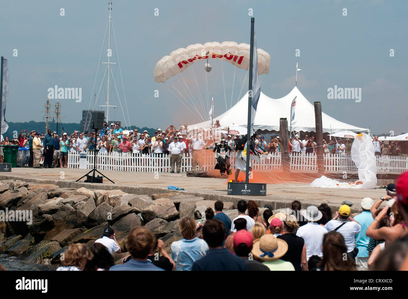 Red Bull skydiver Americas cup 2012 Newport Stock Photo - Alamy