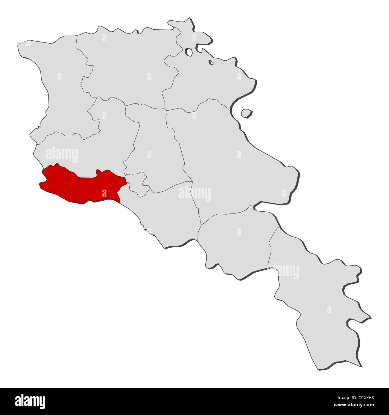 Political map of Armenia with the several states where Armavir is ...