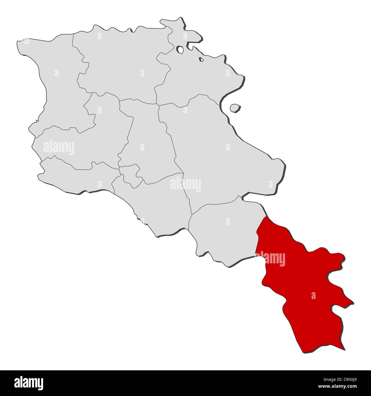 Political map of Armenia with the several states where Syunik is ...
