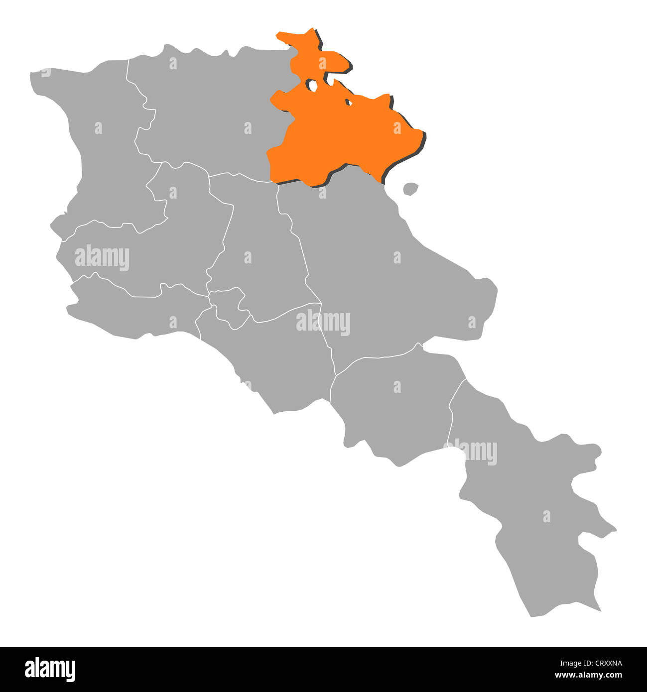 Political map of Armenia with the several states where Tavush is ...