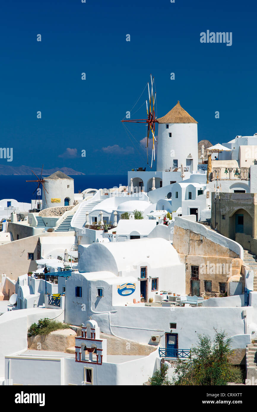 Santorini, Windmill in Oia Stock Photo - Alamy