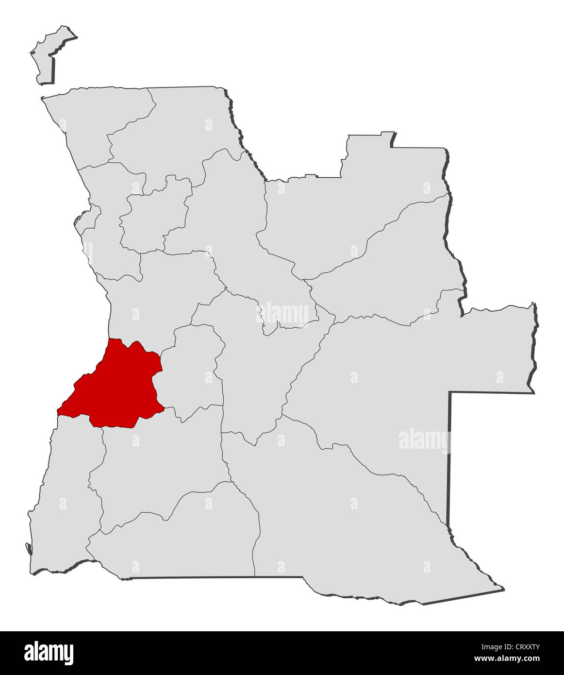 Political map of Angola with the several states where Benguela is ...