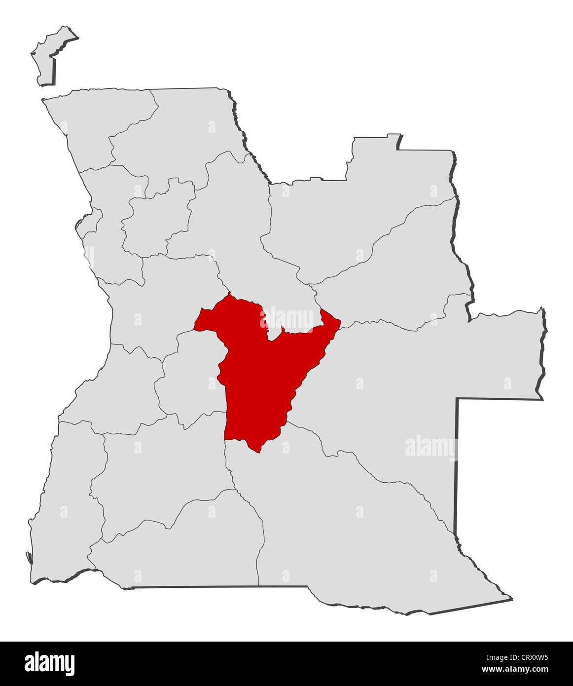 Political map of Angola with the several states where Bié is ...