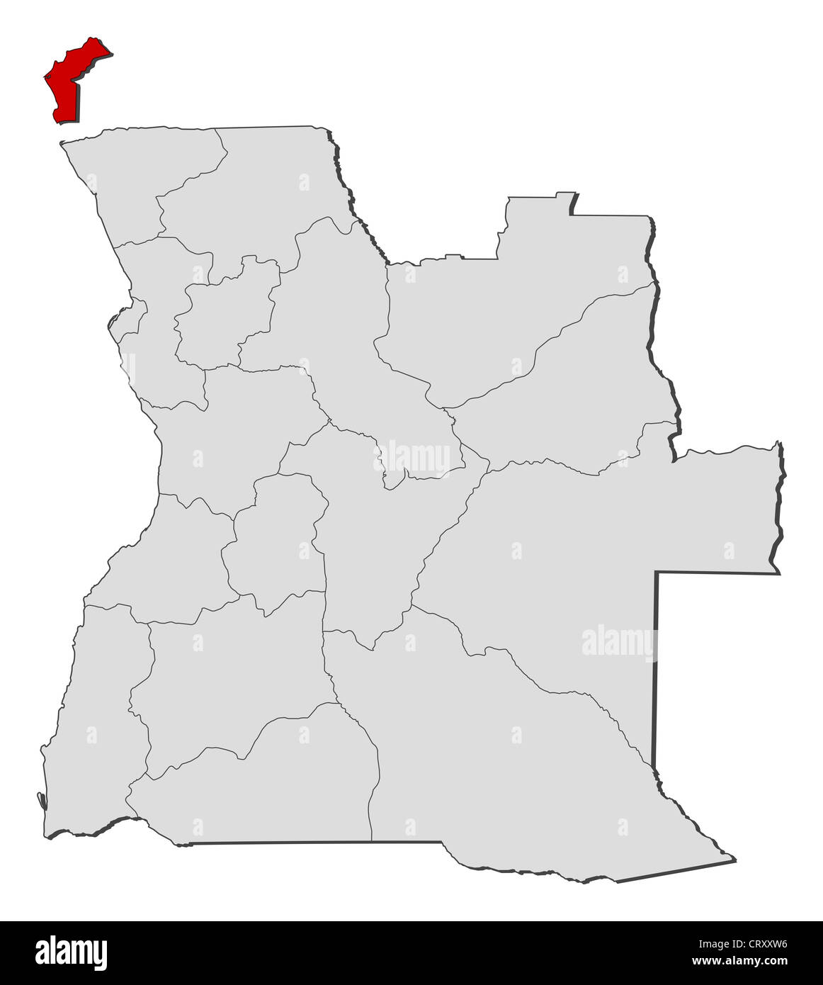Political map of Angola with the several states where Cabinda is ...