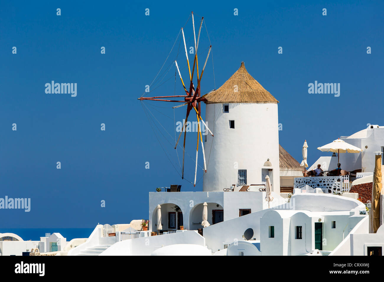 Santorini, Windmill in Oia Stock Photo - Alamy
