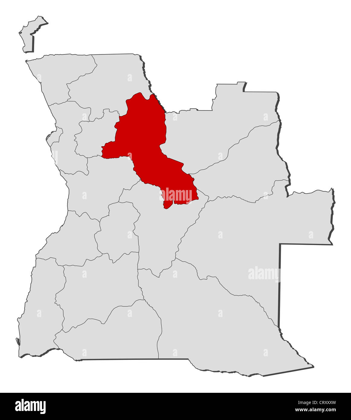 Political map of Angola with the several states where Malanje is ...
